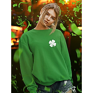 Tstars St Patricks Day Sweatshirt Women Four Leaf Clover Irish Shamrock Sweatshirts Medium Green
