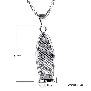 PAURO Men's Stainless Steel Electric Shaver Straight Edge Razor for Barber Pendant Necklace Silver