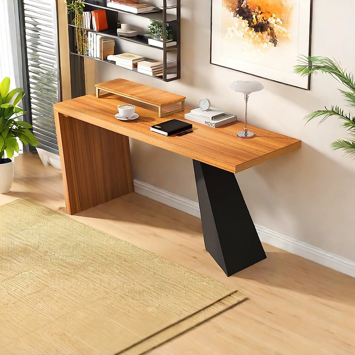 ChicFurnit Rectangular Computer Home Office Desk, Teak