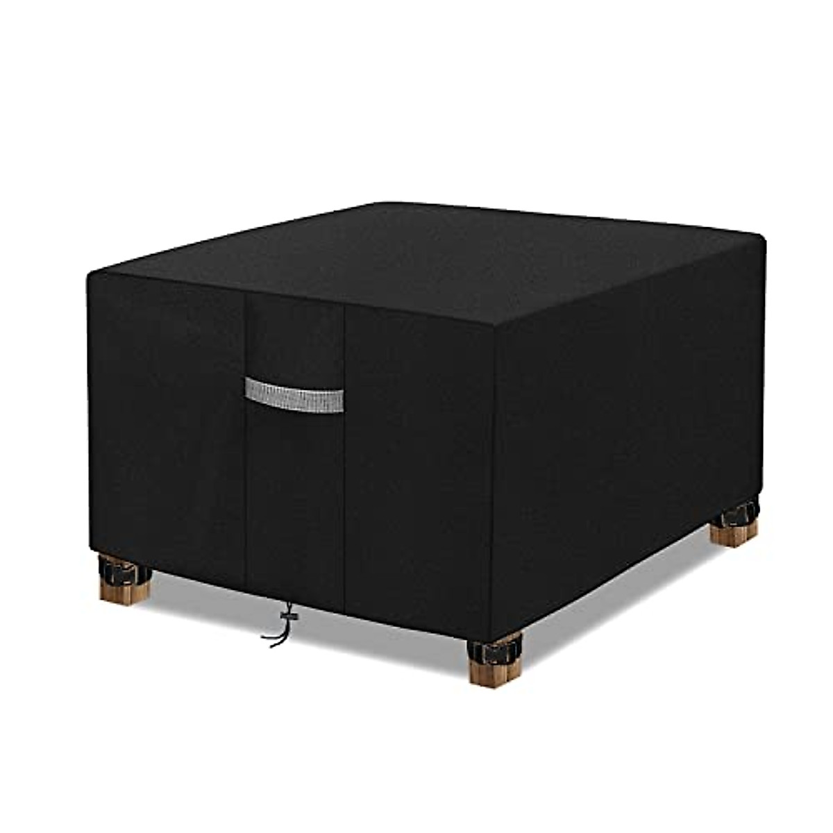 Dokon Square Patio Ottoman Cover with Air Vents, Waterproof, Anti-Fading, UV Resistant Heavy Duty 600D Oxford Fabric Patio Side Table Cover, Outdoor Furniture Cover (28"L x 28"W x 17"H) - Black