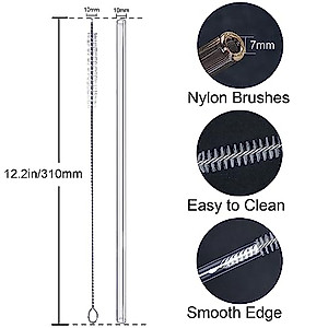 Replacement Glass Straws for Stanley 40 oz 30 oz Tumbler, 6 x 12 inch Long Straight Drinking Reusable Glass Straws for Bottles, Bring 2 Cleaning Brushes, Dishwasher Safe - Eco-Friendly.