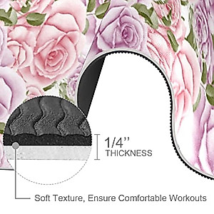 Yoga Mat, Yoga Mats for Home Workout, Workout Mat, Exercise Mats, Pilates Mat, Valentine's Day Roses Stacked Picture