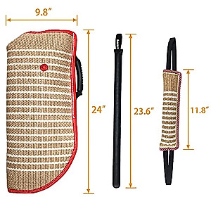 Dog Bite Training Set - Dog Bite Sleeve, Dog Bite Pillow Tug Toy, Dog Training Stick - Professional Training Equipment for Training, Biting, Interactive, Fetch, K9, Puppy (Transverse Stripe)