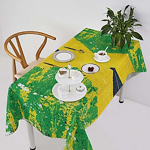 Retro Jamaica Flag Table Cloth Cover Linen Tablecloths Printed Fabric for Dinner Kitchen Party Holiday Decetotive