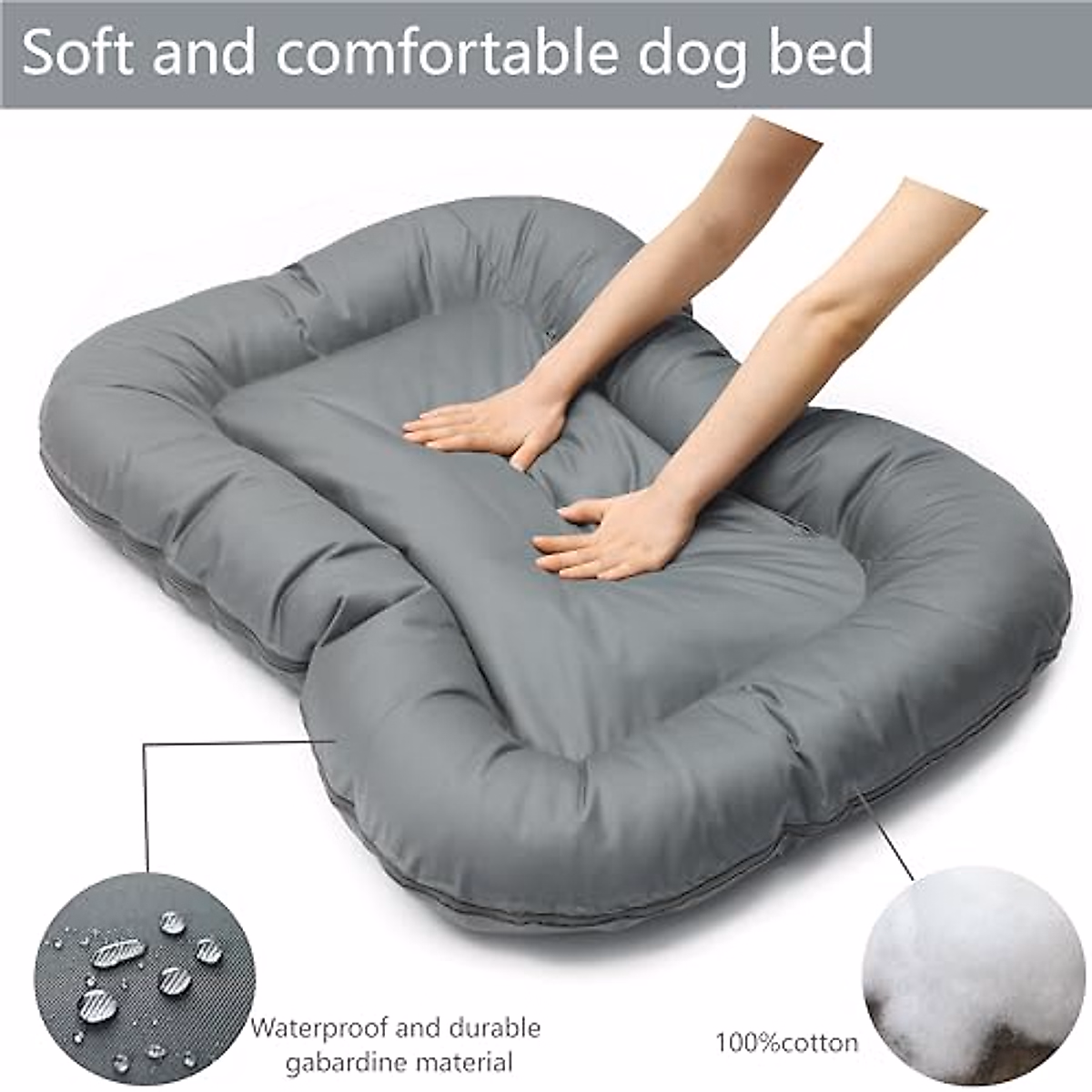 safbuyoon Dog Bed, Dog Crate Mat, Pet Bed Mat for Lage Dog, Non-Slip, Washable, Warm and Soft PP motton Pet Mat for Indoor, Crate, Travel (Large)