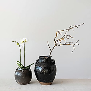 Creative Co-Op Found Decorative Clay Jar, Black, 12''