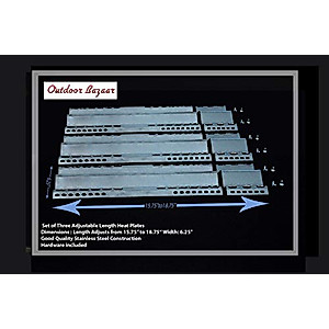 Brinkman 6“ Extra Wide,Adjustable Universal Porcelain Coated Steel Replacement Heat Plate Shield,Heat Tent,Flavorizer Bar, Burner Cover, Flame Tamer for Gas Grill, Extends from 15.85“ up to 18.8“L (3)