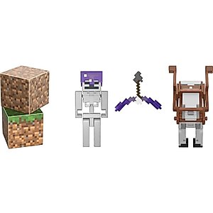 Mattel Minecraft Skeleton Craft-a-Block 2-Pk, Action Figures & Toys to Create, Explore and Survive, Authentic Pixelated Designs, Collectible Gifts for Kids Age 6 Years and Older