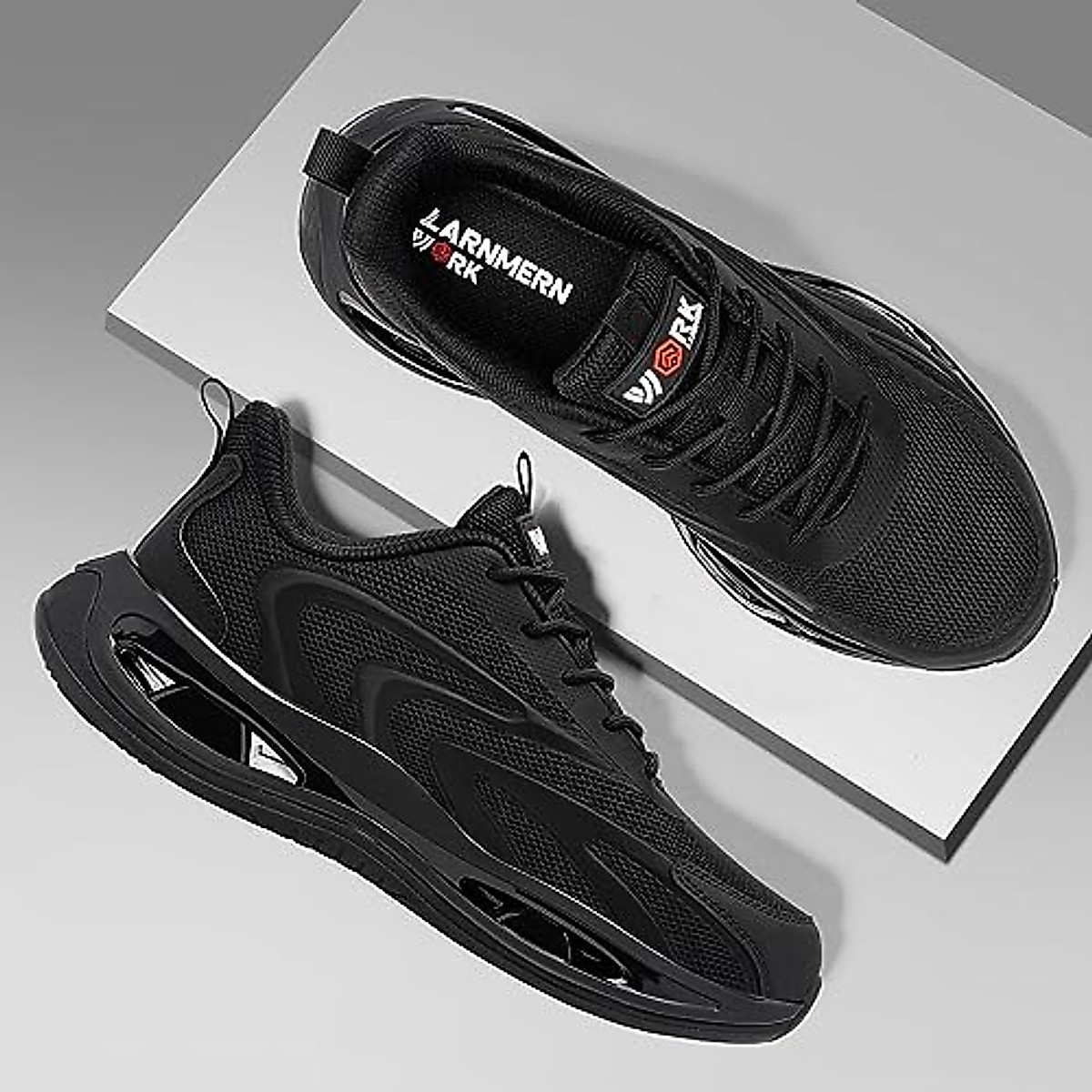 LARNMERN Steel Toe Shoes for Women Non Slip Work Safety Sneakers Lightweight Comfortable Breathable Tennis Shoe Industrial Construction Boots(10 Women, Black)