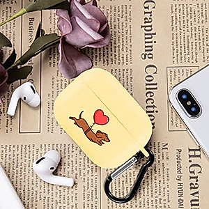 Balloon Dog Case Compatible with Airpods Pro Yellow Soft TPU, Supports Wireless Charging Shockproof Protective Cover for Airpods Pro