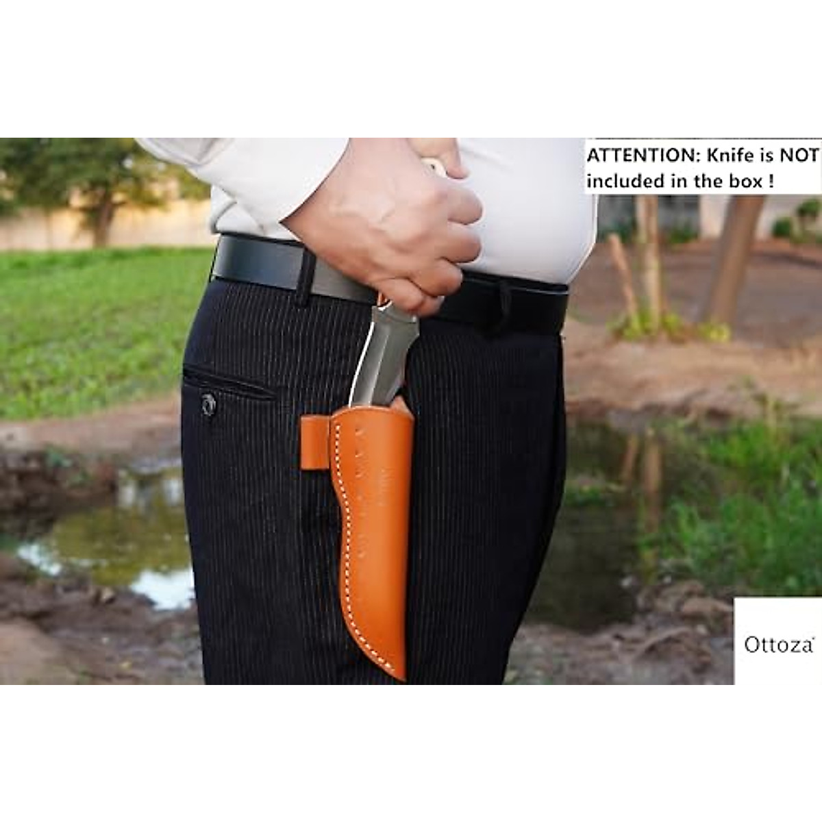 Ottoza Custom Handmade Brown 7" Leather Knife Sheath for 7 inch Blade for Bushcraft Knife - Hunting Knife - Camping Knife - Survival Knife - Fixed Blade Knives Vertical Carry/Cow-Buffalo Leather No:74