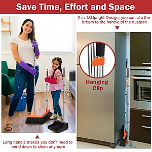 Yungyan Broom and Dustpan Set, 4 Pack, 52" Long Handle Adjustable Broom with Dustpan Combo Set for Home Office Kitchen Garage Floor Cleaning