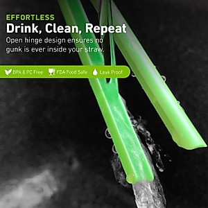 humangear UnStraw, 4-Pack | Reusable | Washable | BPA-Free, Light Blue/Yellow/Purple/Mint