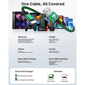 Aioneus USB A to Type C Charger Cable 10ft 3Pack, Long USB C Fast Charging Cord Braided for Samsung Galaxy S22 S21 S20 S10 S9 A03s A12 A13 A20 A21 A32 A42 A50 A51 A53 A71 S10e A10e, Moto G7 G6, LG