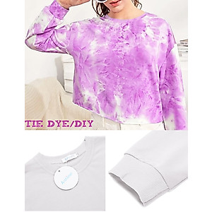 Arshiner Girls Crop Tops Kids Long Sleeve Pullover Sweatshirts Girls Cropped Crewneck Sweatshirt White Crop Top Long Sleeve Cute Clothes For 10-12