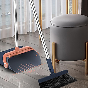 Broom with Dustpan Combo Set Brooms and Dustpan 2-in-1 Set Home Cleaning Supplies Stainless Steel Handle Brooms and Dustpan Combo Set for Home Office Broom Set Dust Pan and Broom Set