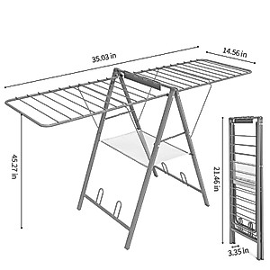 APEXCHASER Ultra Thin Drying Rack – Foldable Clothes Drying Rack with Enhanced Capacity - Convenient and Space-Saving, with Adjustable Wings.