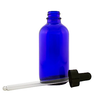 Cocktail Bitters Cobalt Blue Glass Dropper Bottle - Empty - 4 oz