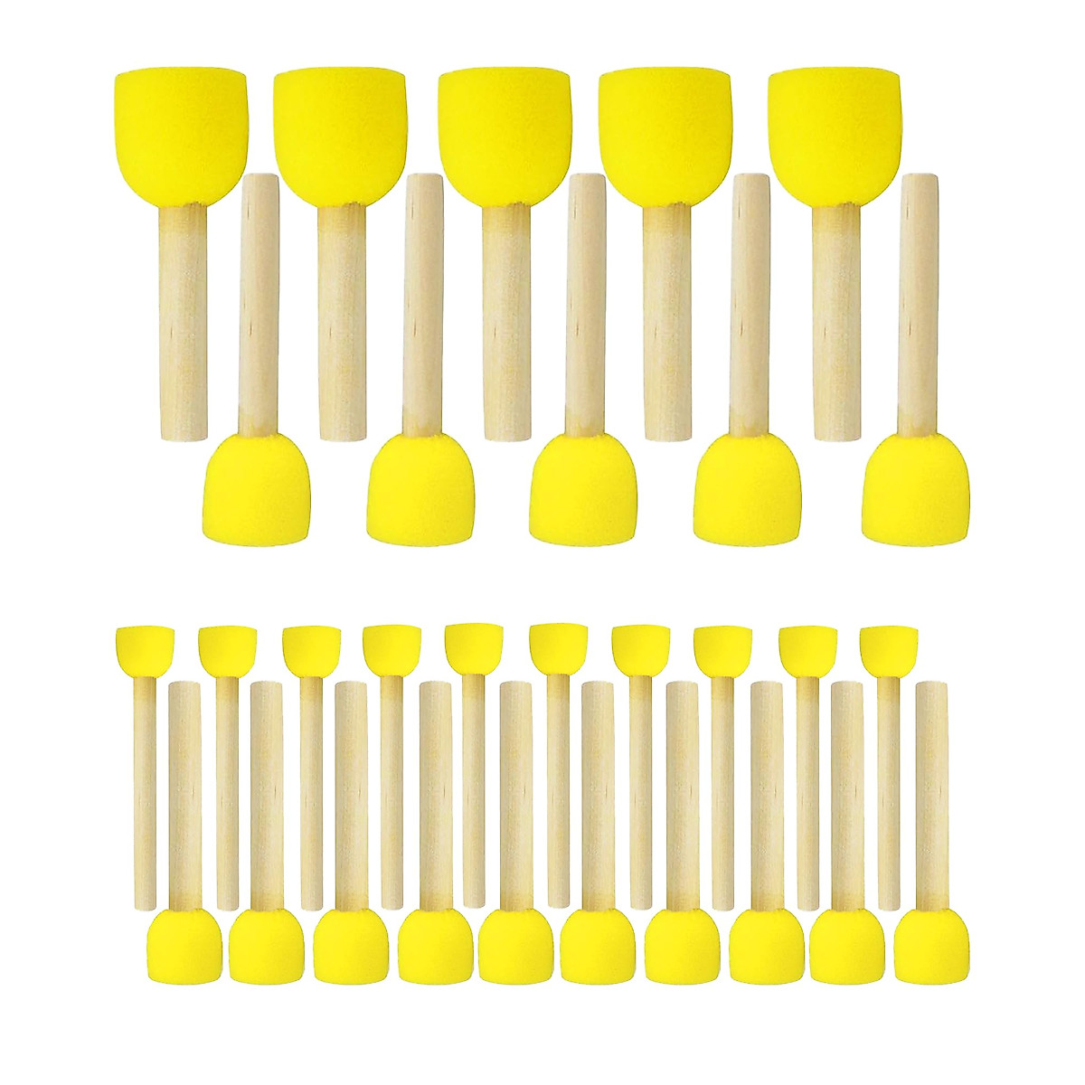 WAFJAMF 30 Pcs Assorted Size Round Sponges Brush Set 4 Sizes DIY Painting Tools- Yellow