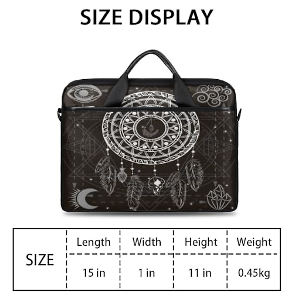 Mandala Dreamcatcher Ethnic Laptop Computer Bag Waterproof Shoulder Messenger Bag 13-15 inch Durable Laptop Tote Bag with Shoulder Strap Handle Lightweight Crossbody Briefcase