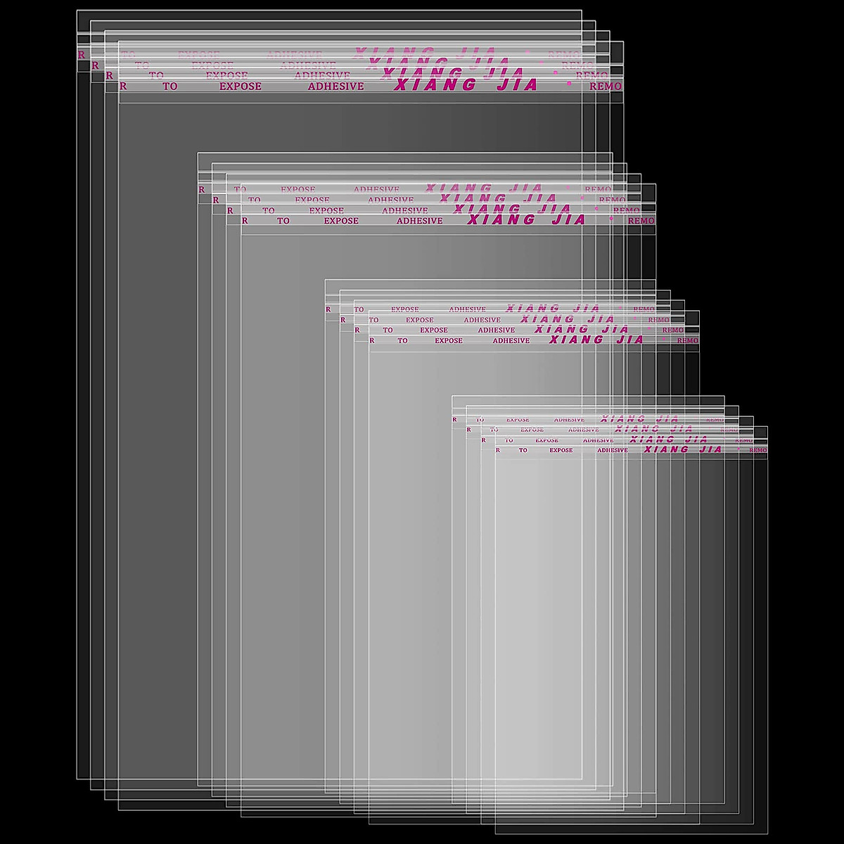 Geyoga 4 Size Clear Plastic Cello Bag Resealable Self Sealing Cellophane Bag for Candy Cookies Decorative Wrapper (240 Pieces)