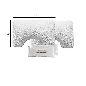 Pharmedoc Adjustable Shredded Memory Foam Curved Pillow - Side Sleeper - Deep Center - Neck Pillow for Pain Relief (Queen Bed Pillow 2 Pack)