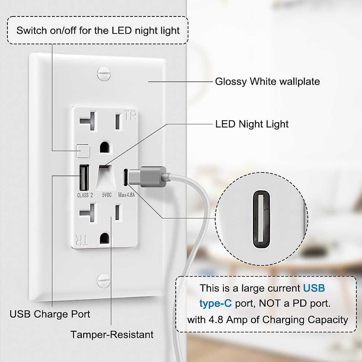 Tuya APP Smart WiFi Outlet with USB Port, 5V 2.4A USB Charger Outlet Compatible with Alexa, Google Assistant, ETL&FCC Listed, KS-15T/WU, White (2 Pack)