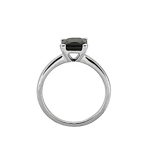 YoTreasure 1.82 ct Black Spinel Solid 925 Sterling Silver Solitaire Ring