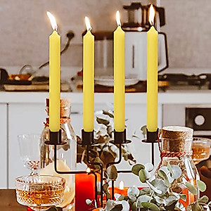 8 inch Taper Candles 4 Pack - Metallic Taper Spiral Candle Taper Candles - Unscented Dripless and Smokeless Home Décor - Dinner, Party, Wedding, Halloween, Churches (8 inch, Yellow)