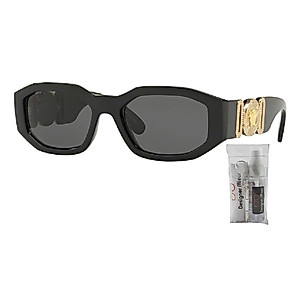 Versace VE4361 MEDUSA Rectangular GB1/87 53M Black/Grey Sunglasses For Men For women+ BUNDLE With Designer iWear Eyewear Kit