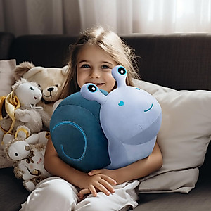 MUPI Snail Plush Pillow Toy Cute Stuffed Animal Snail Plush Kawaii Soft Decor Plushies Doll Gifts for Adults Kids Boys Girls Room Decor (Blue 7.8 Inch)
