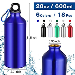 Potchen 18 Pcs Water Bottles Multipack Bulk 20 oz Metal Aluminum Reusable Lightweight Sport Valentine First Day of School Gifts Party Favor Leak Proof with Twist Cap Gym Hiking Bike Outdoor Travel