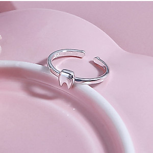 Helen de Lete Simple Geometric Pattern Lost Teeth 925 Sterling Silver Open Ring