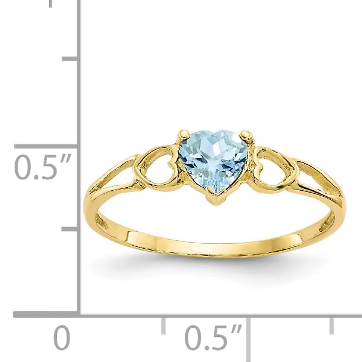 IceCarats 10K Yellow Gold Blue Aquamarine Heart Love Ring Gemstone Band March Birthstone Jewelry Size 7