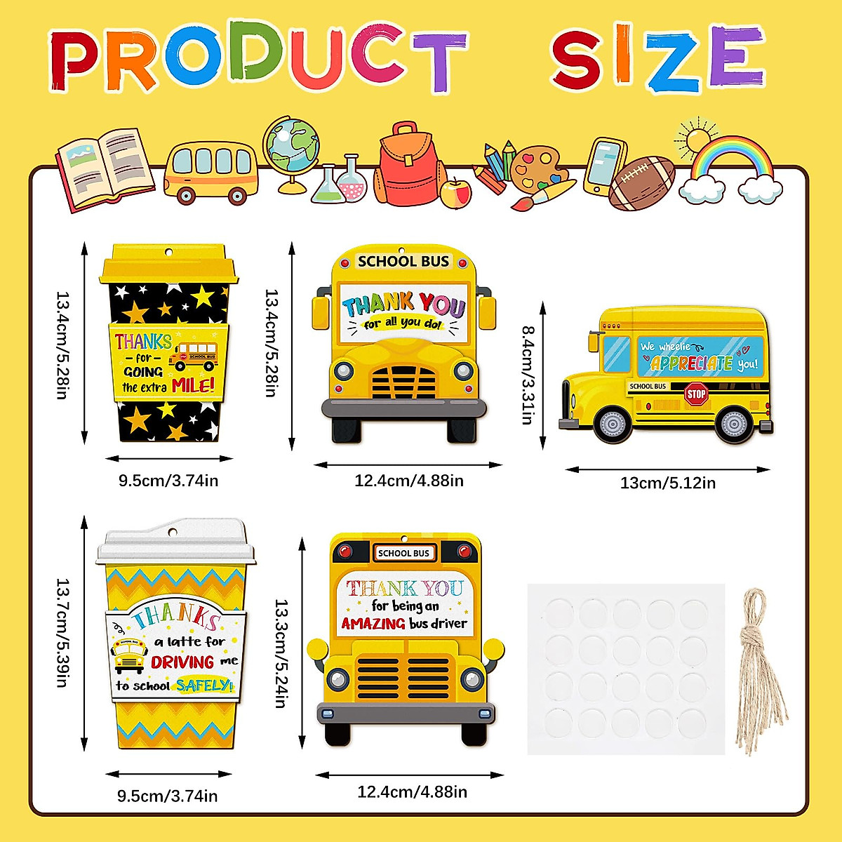 Dunzoom 10 Pcs Wooden Christmas Gift Card Sleeves School Bus Driver Appreciation Gift Card Holders Latte Coffee Thank You Gifts for School Bus Driver Supplies (Gift Card Not Included)