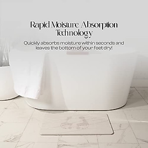 Stone Bath Mat, Diatomaceous Earth Bath Mat Stone - Non-Slip Stone Bath Mats for Bathroom, Fast-Drying Stone Bath Mat, Diatomaceous Earth Bath Stone Mat, Stone Shower Mat (Pebble White)