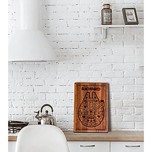 Millenium Falcon Cutting Board Fathers Day Gifts, Personalized Stars War Charcuterie - Serving Board, Customi Dad Gift, Custom Engraved Wood Plate, Unique Design, USA Handcrafted Star Waars Board