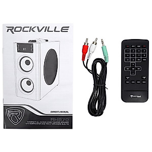 Rockville RHB70 Home Theater Compact Powered Speaker System w Bluetooth/USB/FM, Cherry Wood