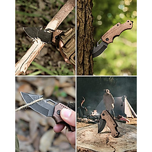 FLISSA Mini Folding Pocket Knife, 2.5-Inch Stainless Steel Drop Point Blade, EDC Pocket, Knives for Men with Bottle Opener and Glass Breaker (Brown), Good Merry Christmas Gift