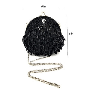 Frewahmesh Women clutch sequins evening purse bag for Cocktail Party Prom Wedding Banquet (Black)