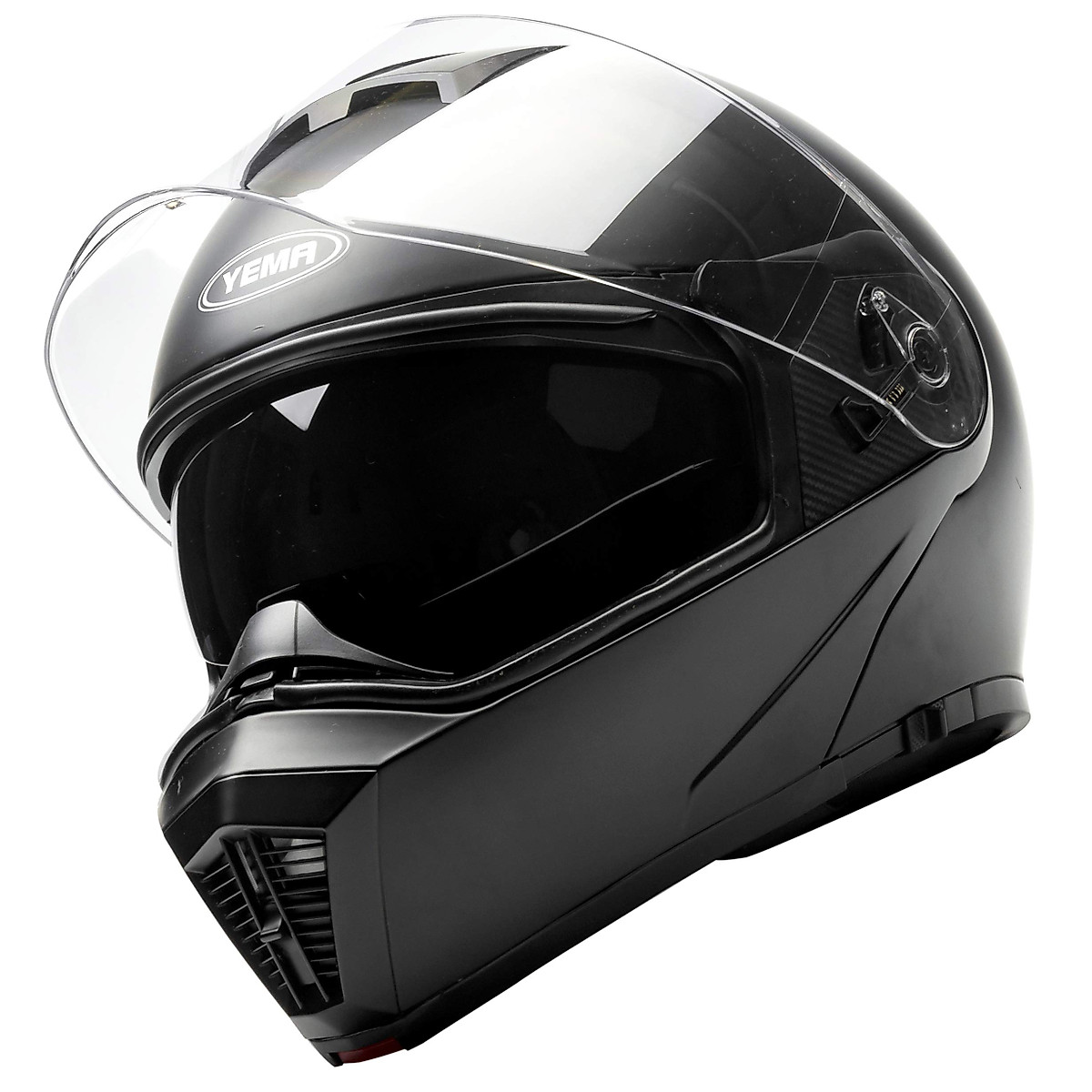 Motorcycle Modular Flip-up Helmet DOT and ECE Approved - YEMA YM-929 Motorbike Casco Moto Bike Racing Helmet with Sun Visor for Adult,Youth Men and Women - Black,M