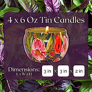 Nature Scented Candles Set of 4 x 6 oz Tin Candles with Lids Scented Soy Candle Gift Sets | Aromatherapy Candles for Birthday Gifts | Relaxing Candles for Women Stress Relief | Candle Gift Set