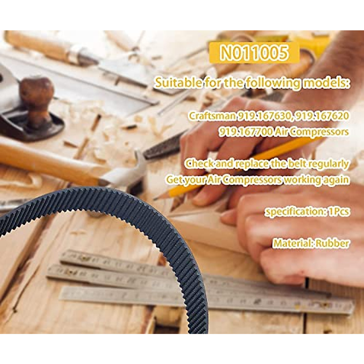 Homhelar A12210 N011005 Air Compressor Drive Belt Fits for Dewalt Porter Cable Craftsman Devilbiss & Bostitch, Compatible with D55146 D55167 D55168 Drive Belt