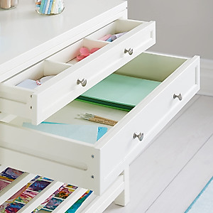MARTHA STEWART Crafting Kids' Art Storage with Drying Racks - Gray, Wooden Arts and Crafts Organizer with Removable Wire Racks and Painting Drip Pan
