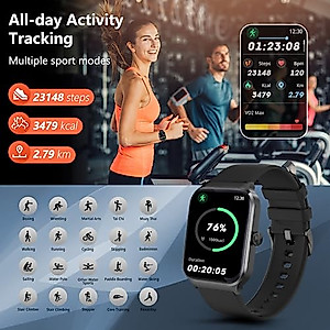 Smart Watch for Men with Bluetooth Dail Calls Speaker, 2023 Newest 1.96'' Touch Screen Smart Watch for Android iOS Phones with Waterproof Sport Step Calories Heart Rate Stress Monitor Sleep Tracking