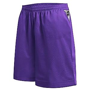Hat and Beyond Mens Lightweight Basic Mesh Solid Basketball Jersey Workout Fitness Gym Shorts (X-Large, 1ihb01_Purple)