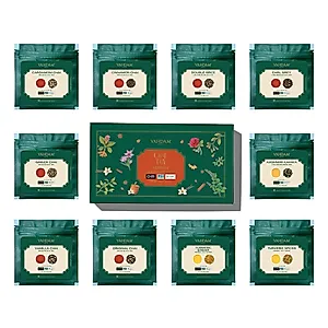 VAHDAM, Assorted Chai Tea Sampler - 10 Indian Exotic Masala Chai Tea Blends (50 Servings) Gluten Free, Non GMO | Loose Leaf Tea Sampler | Tea Variety Pack, Gifts For Him/Her | Gifts for Women & Men