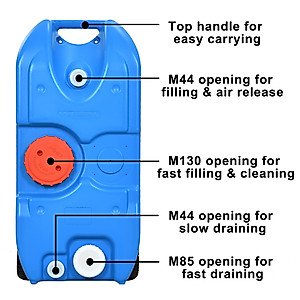 YITAHOME 10.6 Gallon Large Capacity Portable Water Holding Tank with Catching Metal Handle Odorless Tote for Camper with Large Wheels, Filling Port, Hose, Faucet, 2 Handles for Easy Carry & Fast Empty