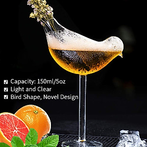 Bundle - Swan Cocktail Glass Set of 2 and Bird Glasses Set of 4 Margarita Glass Martini Glasses Suitable for Cocktail, Wine, Martini, Tequila