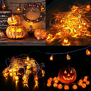Halloween Decorations Pumpkin String Lights, 14.7 feet 30 LEDs Hanging Lighted Glowing Pumpkin Lantern Lights, Indoor Outdoor Halloween Decor Holiday Party Lights for Patio, Garden, Gate, Yard, Tree